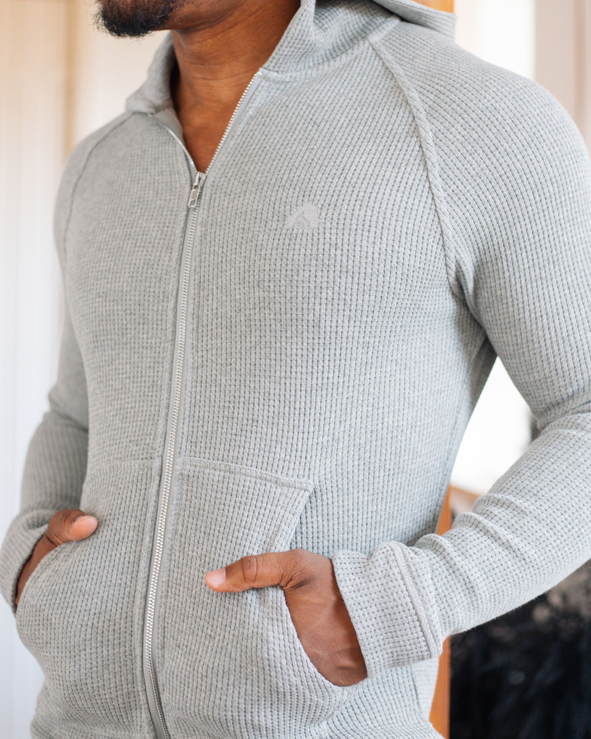 Waffle Zip-front Union Suit - Grey Marl – Den Loungewear